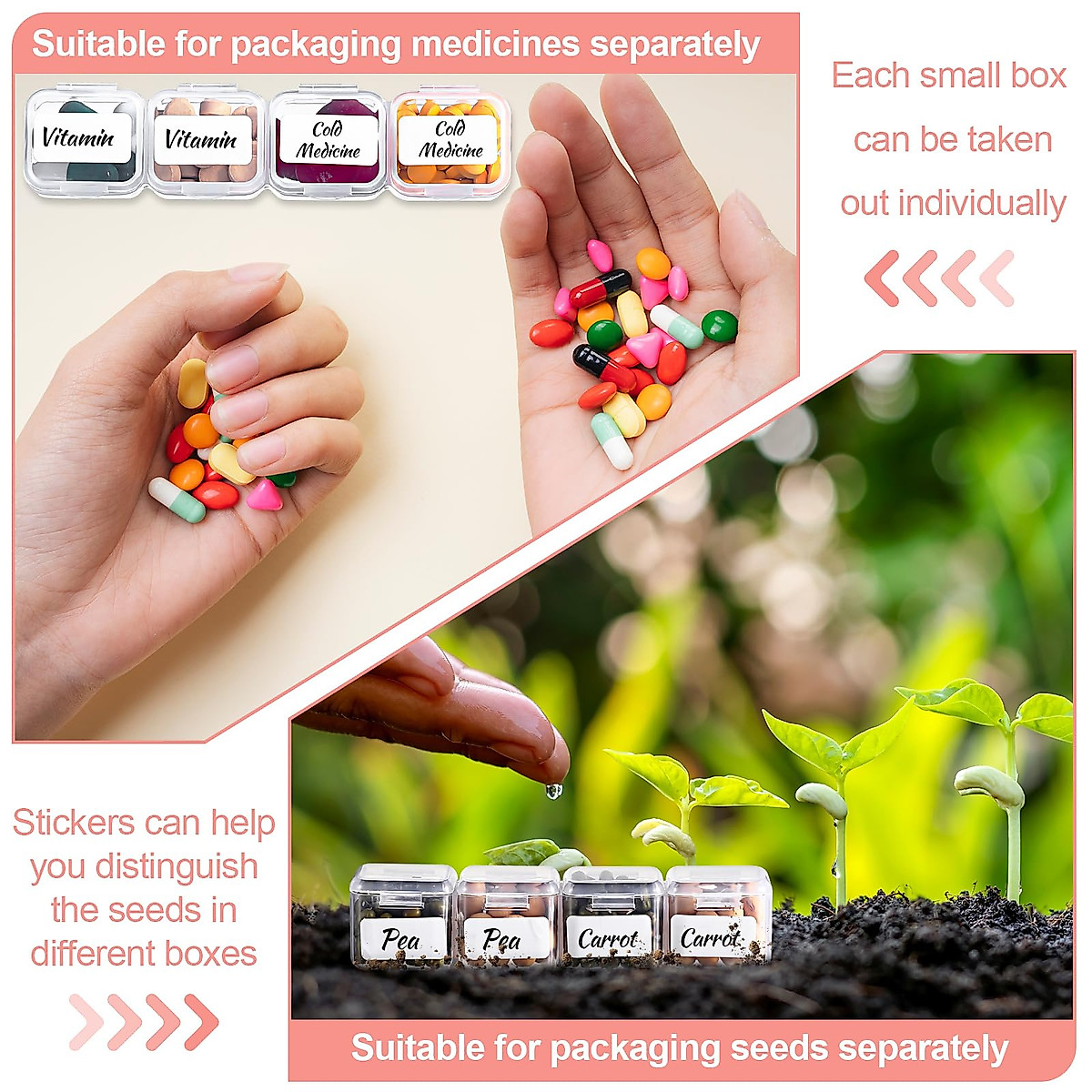 Ripeng 24 Pack 672 Slots Diamond Painting Storage Containers Bulk, 28 Grids Bead Organizer Box Diamond Painting Accessories Boxes Diamond Art Embroidery Storage with 960 Label Stickers