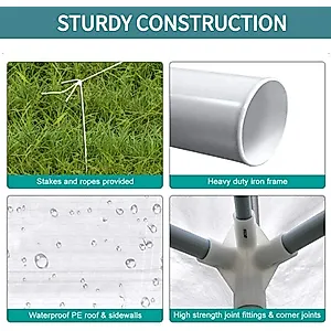 U-Kiss 10x30ft Canopy Party Wedding Patio Event Tent, Garden Outdoor Gazebo BBQ Shelter with 8 Removable Sides, Waterproof Foldable, Upgrade Thicken Steel Tube (10' x 30' with 5 sidewalls)