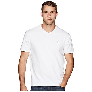 Polo Ralph Lauren Men's V Neck Classic Fit Tee Shirt, White, M