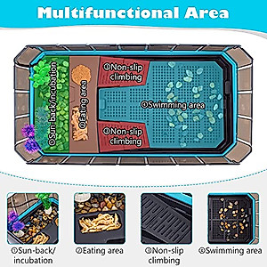Turtle Tank Kit Turtle Aquarium with High Fence to Prevent Escape ,Large Turtle Habitat Tank Kit with Water Filter and Multi Filter Mater to Provide a Water Bath for The Turtle, Easy to Change Water