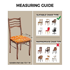 ZOE GARDEN Thanksgiving Chair Seat Covers for Dining Room Stretch Chair Seat Covers Set of 6, Chair Seat Protector Cushion Slipcovers for Kitchen Restaurant Office Burnt Orange Pumpkin Festival