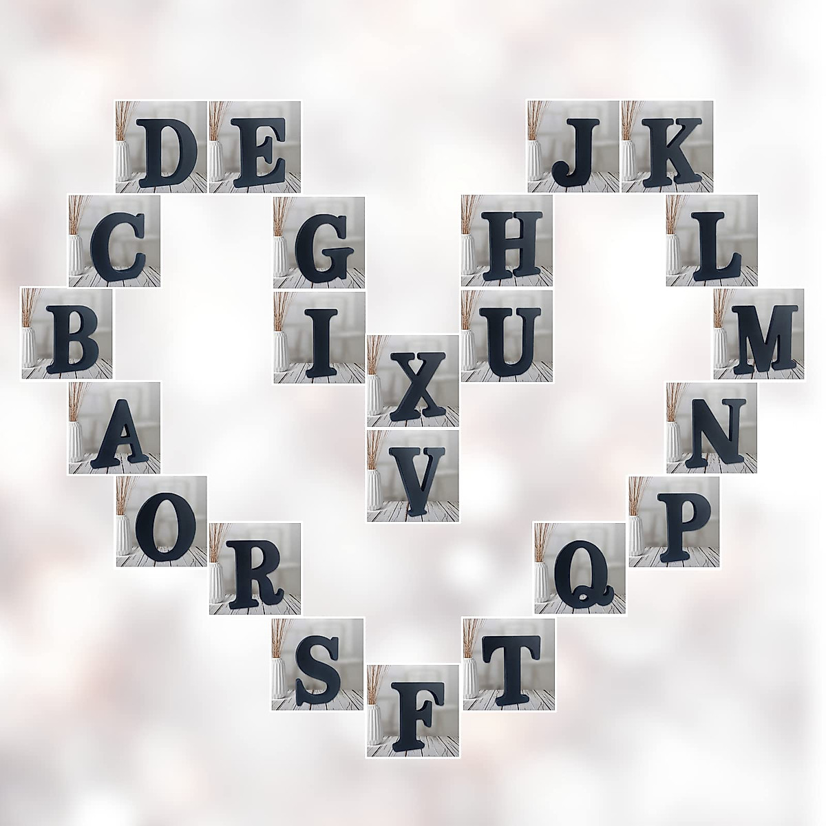 AOCEAN 6 inch Black Wood Letters Unfinished Wood Letters for Wall Decor Decorative Standing Letters Slices Sign Board Decoration for Craft Home Party Projects (J)