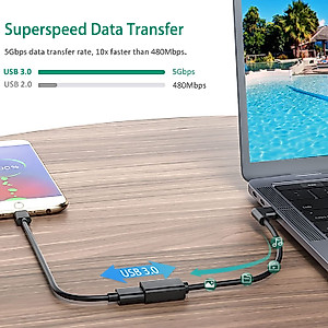 AKWOR USB 3.0 Extension Cable Left and Right Angle, 2 Pack 90 Degree USB3.0 A Male to Male Extender Cord for Laptop TV USB Disk Mouse Hard Disk Camera