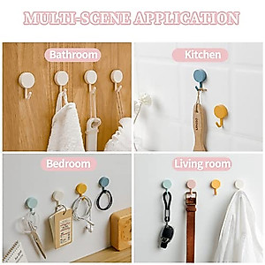 YihuiDurable 10 Pack of Non-Perforated 3m Hooks Adhesive Hooks Colorful Mini Cute Small Wall Bathroom Kitchen Waterproof Hooks (Blue+Yellow)