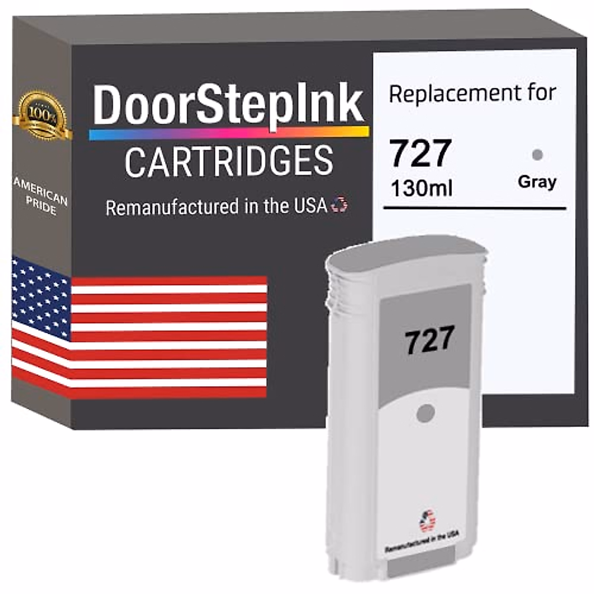 DoorStepInk Remanufactured in The USA Ink Cartridge Replacements for HP 727 130ml Gray B3P24A for Printers Deskjet T1500 T2500 T930 T920