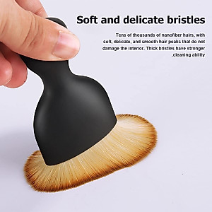 BELOMI Car Detailing Brush, Auto Interior Dusting Brush, Car Soft Bristle Cleaning Tool, Universal Car Interior Crevice Brush for Dashboard, Air Conditioner Vents, Leather, Computer (Pink)