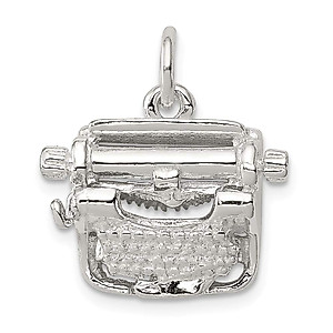 Solid 925 Sterling Silver Typewriter Charm Pendant - 16mm x 18mm