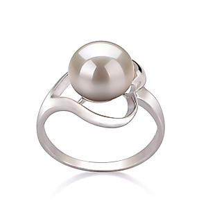 Sadie White 9-10mm AA Quality Freshwater 925 Sterling Silver Cultured Pearl Ring For Women - Size-7