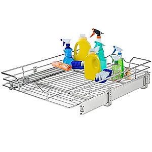 OCG Pull Out Cabinet Organizer (11" W x 18" D), Pull out Drawers for Kitchen Cabinets, Pull Out Shelves for Base Cabinet Organization in Kitchen Bathroom Pantry, Chrome Finish