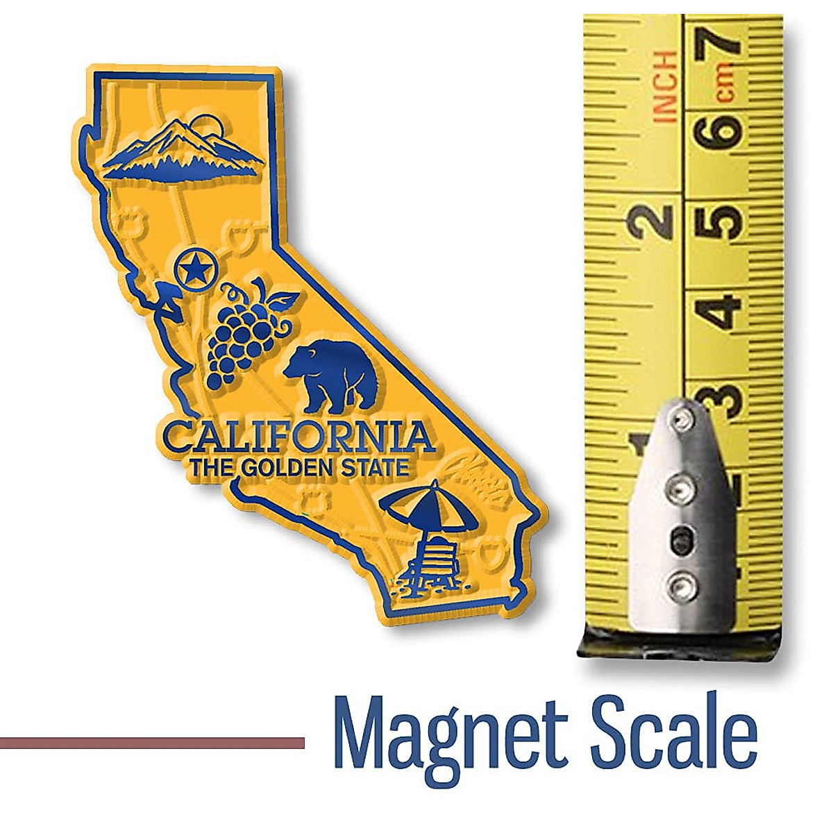 California Small State Magnet by Classic Magnets, 2.1" x 2.5", Collectible Souvenirs Made in The USA