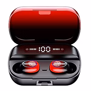 Bluetooth Earbuds Wireless Ear Buds Touch Control Wireless Earphones with HiFi Stereo Audio, Noise Reduction, IPX7 Waterproof Headphones, LED Charging Case, Built-in Mic for Sport/Work/Travel Red