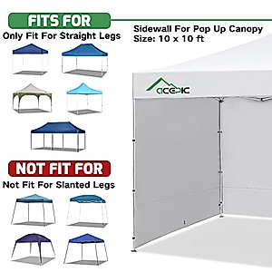 ACEPIC Instant Canopy Tent SideWalls for 10x10 FT Pop Up Canopy, 210D Polyester Waterproof, White (1PCS Sidewall Only, Canopy Tent NOT Included)