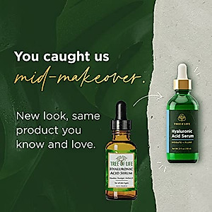 Tree of Life Hyaluronic Acid Hydrating Facial Serum with Brightening Vitamin C, Smoothing & Tightening for Face, Clean Dermatologist-Tested Skin care, Bonus Size 2 Fl Oz