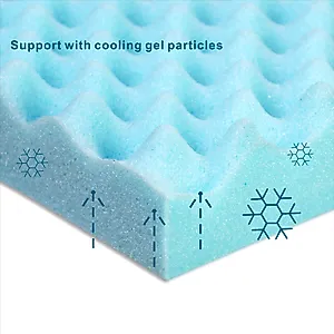 Askme 2 Inch Twin Mattress Topper Convoluted Gel Memory Foam with Bonus Machine Washable Cover US and Euro Certified, (GJTGC02--33)