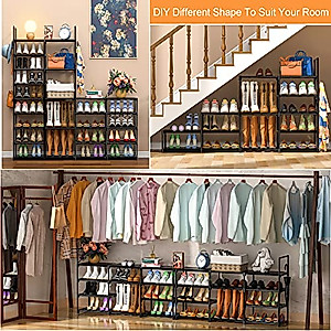 Huolewa Large Shoe Rack Storage Organizer, 4 Row/3 Row 9 Tier Large Shoes Rack for Entryway Closet, Free Standing Shoes Shelf Stand