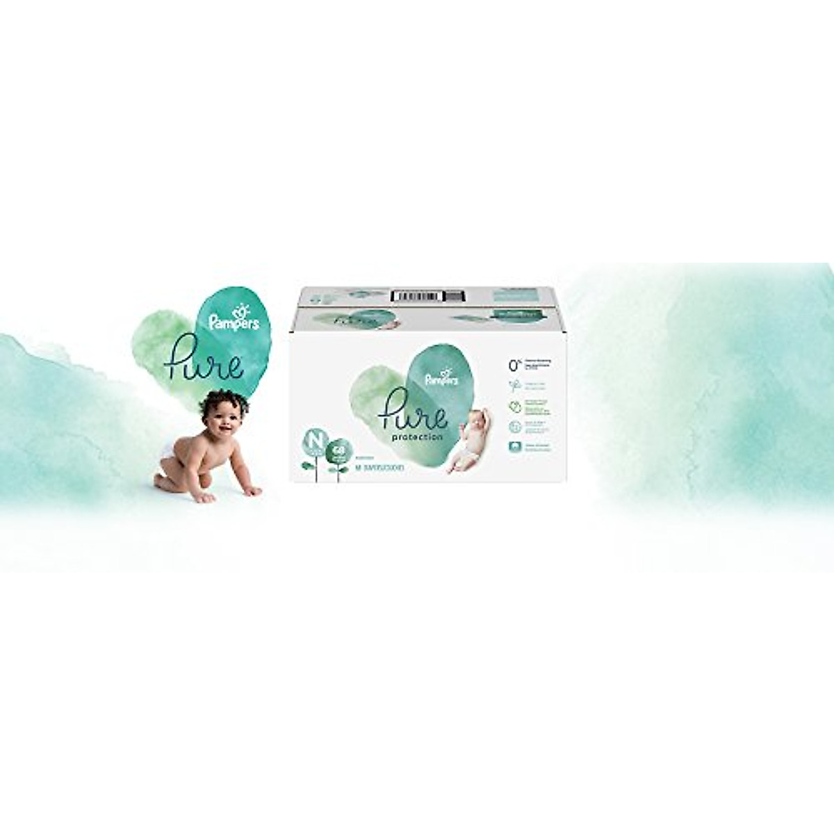 Pampers Pure Protection Disposable Baby Diapers, Hypoallergenic and Unscented, 68 Count, For Newborns up to 10 Pounds