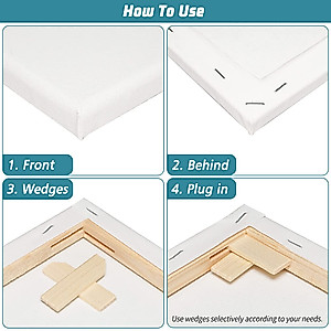 Blank Canvase Boards for Painting, 6x6", 8x8", 10x10" 12x12", 8 Pack 100% Cotton Stretcher Academy Acrylic Oil Painting, Canvases for Kids & Artist