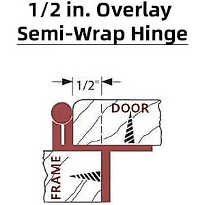 Decobasics 1/2" Overlay Semi Partial Wrap Around Kitchen Cabinet Hinges (25 Pair -50 Pack) - Self Closing Matte Black Cabinet Hinges for Kitchen Cabinets w/Cupboard Silicon Bumpers & Upgraded Screws
