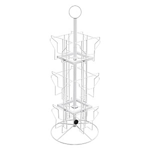 Rotating Greeting Card Rack, 3 Tier Greeting Card Display Stand, Card Display Stand, Card Holder Stand, Greeting Card Rack Holder Display, Card Display Rack, Card Rack Display Stand (12 pockets-White)