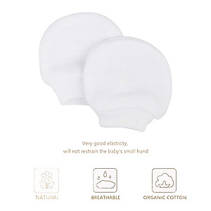 BQUBO Newborn Baby Caps Mittens for Baby Girls Set Hospital Hat Beanie Infant Hats with bow Baby Scratch Mitten Gloves