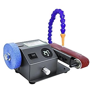Wet Bench Sander, Mini Electric Knife Sharpener with 10 Pieces Of Sanding Belts, 0-13000RPM Speed Adjustment, for Grinding Polishing Metal, Wood