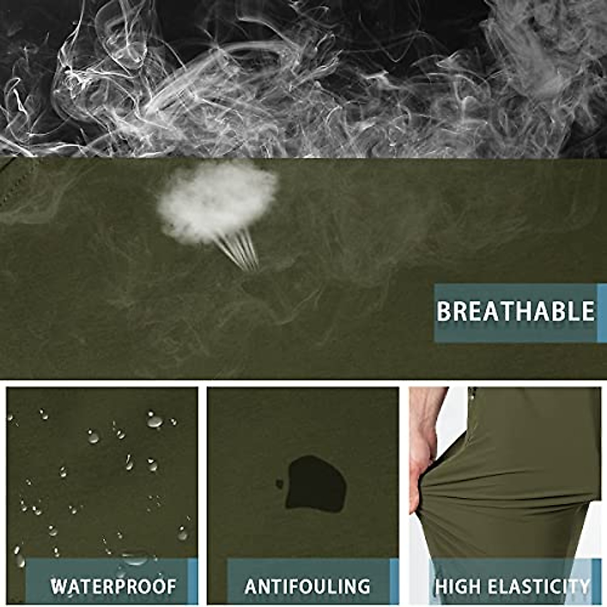 Postropaky Mens Hiking Quick Dry Lightweight Waterproof Fishing Pants Outdoor Travel Climbing Stretch Pants(Green32x32)