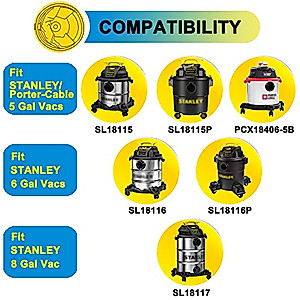 SpaceTent 10 Pack 19-3100 Shop Vac Bags, compatible with Stanley 5-8 Gallon Wet/Dry Vacs, 19-3100 Disposable Filter bags.