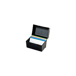 Oxford Plastic Index Card Box, 4 x 6 Inches, 400 Card Capacity, Black (01461)