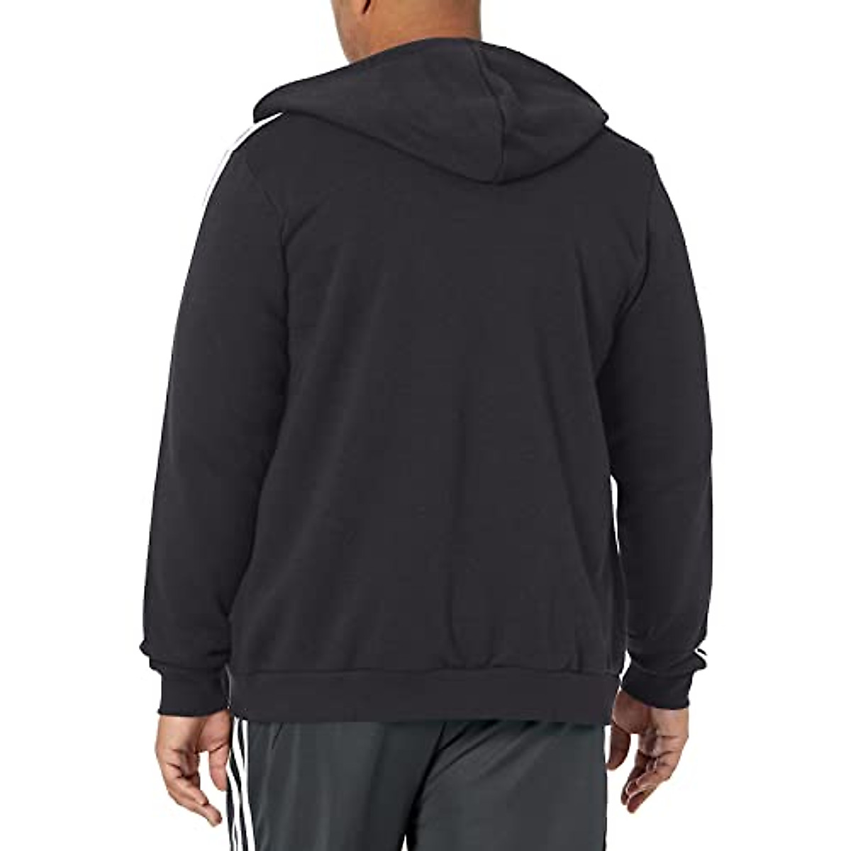 adidas Men's Essentials Fleece 3-Stripes Full-Zip Hoodie, Black, Large