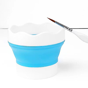 2 Pcs Collapsible Paint Brush Washer, Portable Silicone Washing Bucket Brush Holder Cleaner Painting Water Cupfor Watercolor Acrylic Oil Painting