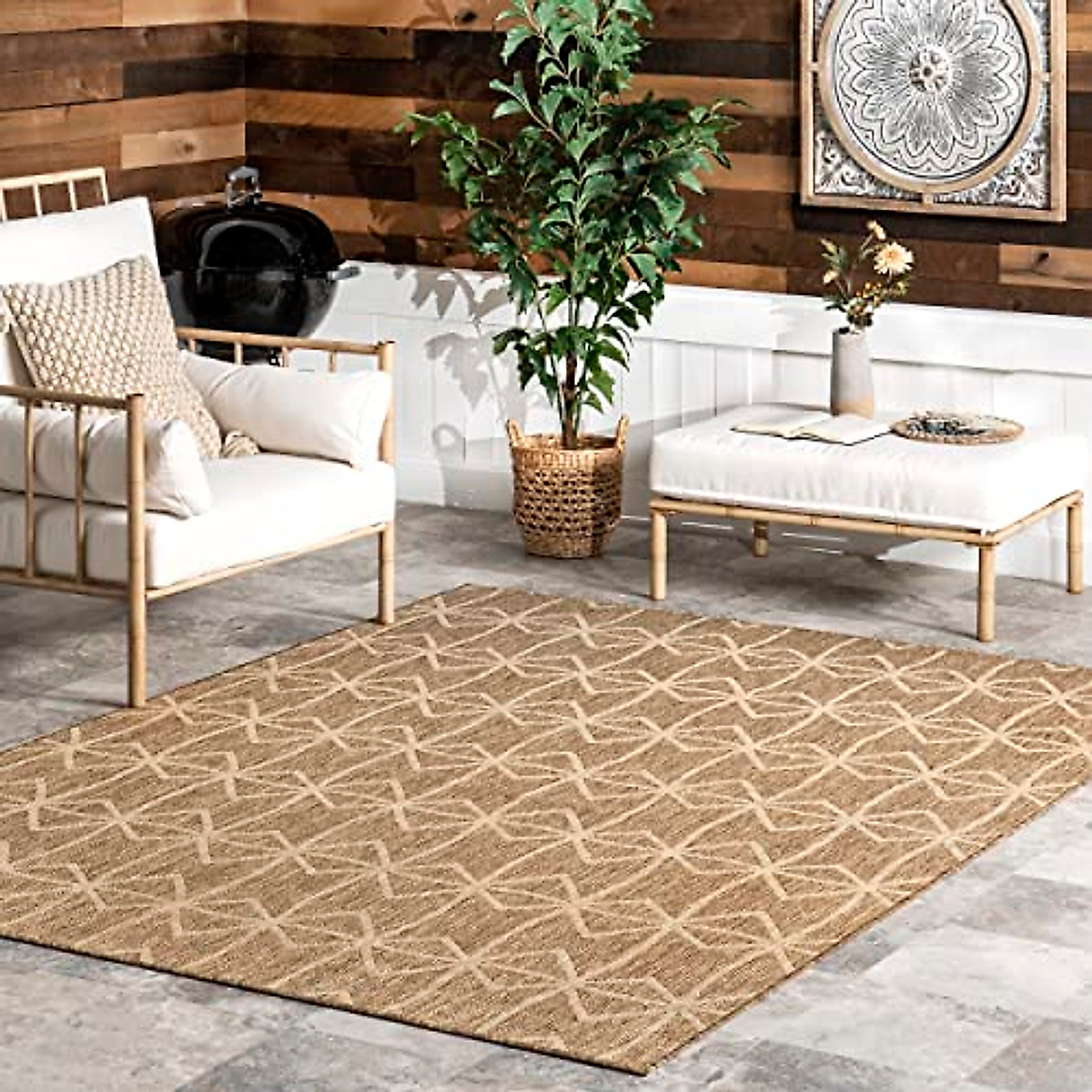 nuLOOM Saunders Geometric Indoor/Outdoor Area Rug, 8' x 10', Beige