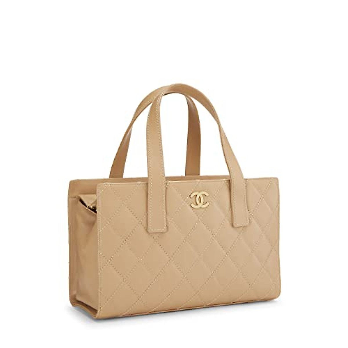 CHANEL, Pre-Loved Beige Calfskin Wild Stitch Tote, Beige