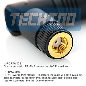TECHTOO 9dBi Omni WiFi Antenna with RP-SMA Connector for Wireless Network Router/USB Adapter/PCI PCIe Cards/IP Camera/Wireless Range Extender(1-Pack)
