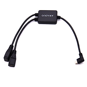 AWADUO 90 Degree Micro USB Male to Female Splitter 1 in 2 Out,Micro USB 1 to 2 Y Splitter Cable High Speed Charging Cable 30cm Length