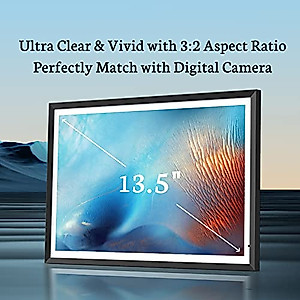 BSIMB 13.5-Inch 32GB 3K Digital Photo Frame Dual Band Wi-Fi, Smart Digital Picture Frame, Light Sensor, Send Photos & Videos via App/Email Instantly, Wall Mountable, Gift for Grandparents
