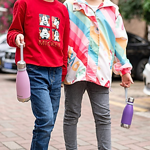 koodee Kids Water Bottle for School, 9 oz Stainless Steel Double Wall Vacuum Insulated Water Bottle for Back to School, Cola Shape Leak Proof Sports Flask (Grass Green)