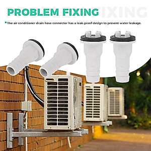 4Pcs 0.6 Inch 15mm Air Conditioner Drain Hose Connector Straight Fitting Window AC Drain Adapter with Rubber Ring