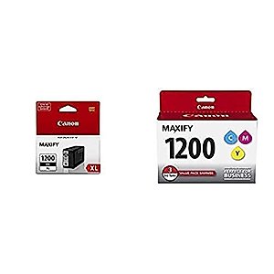 Canon PGI-1200XL Pigment Black Ink Tank Compatible to MB2120, MB2720, B2020, MB2320 and CanonInk MAXIFY PGI-1200 3Color Multi Pack Ink