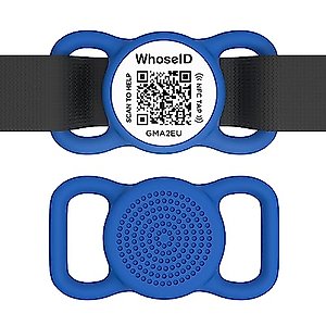 Dog Collars Charms & Collar Tag, QR Code Slide-on Tag, QR Code Dog Tag, Custom Online Profile, Durable Silicone Dog ID Tag, Anti-Scratch, Soundless Pet Tag, Easy to Set Up, Navy Blue