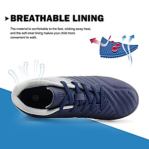 brooman Kids Soccer Cleats Boys Girls Athletic Outdoor Football Shoes (13,Navy Grey)