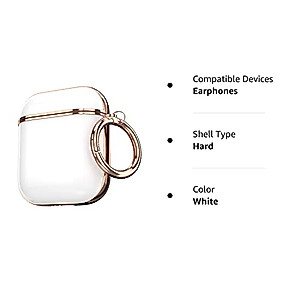 Maxjoy for AirPods Case Cover, Cute Hard Air Pod Case for Women Men Protective Shockproof iPod Cover with Keychain Compatible with Apple AirPods 2nd 1st Generation Charging Case 2&1, White