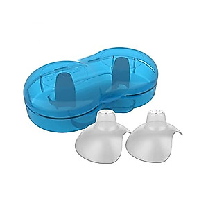 Dr. Brown’s Nipple Shields with Case, Size 1 - Up to 24 mm, Stretch Fit, for Latch Difficulties, Flat/inverted Nipples, Silicone Nipple Shield