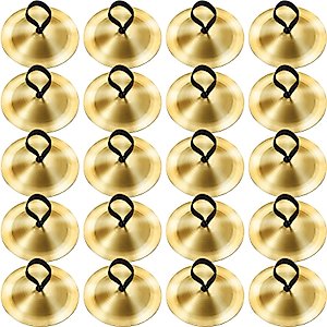 20 Pieces Finger Cymbals Belly Dancing Finger Dancing Finger Zills Musical Instrument for Dancer Party (Gold)
