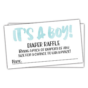 50 Blue Watercolor It’s A Boy Diaper Raffle Tickets - Boy Baby Shower Game