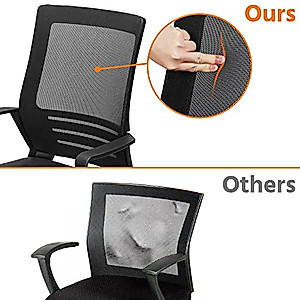 Yaheetech Ergonomic Office Chair Leather Seat and Mesh Back Combine Computer Chair Executive Chair Mid-Back Rolling Swivel Chair w/Lumbar Support and Armrests Adjustable Height for Office，Black