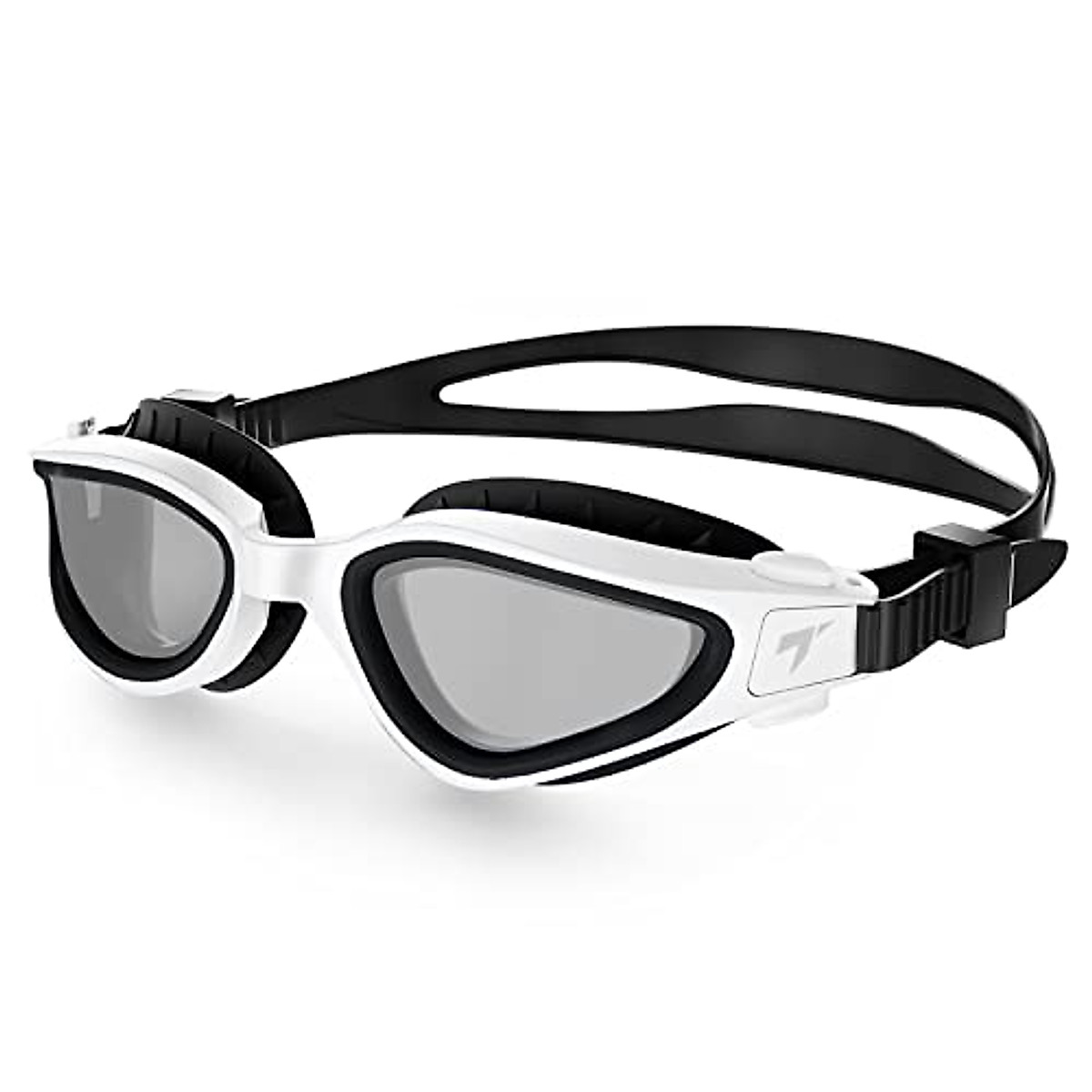 TOBA Swimming Goggles, Polarized Anti-Fog Lens UV Protection Leakproof Swim Goggles for Men, Women, Adults - Black White Revo Smoke