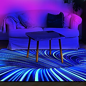 SEBKQ Optical Illusion Area Rug Black Light,Large UV Reactive 3D Vortex Non-Slip Carpet,Suitable for Living Room Bedroom Decorative Rug 70in×47in×0.39in(Green)