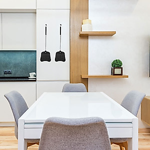 Foxany Leather Fly Swatter, Telescopic Fly Swatters Heavy Duty Set, Flexible Manual Flyswatters Pack, Extendable Swatter with Long Metal Handle for Indoor Outdoor, 2 Pack