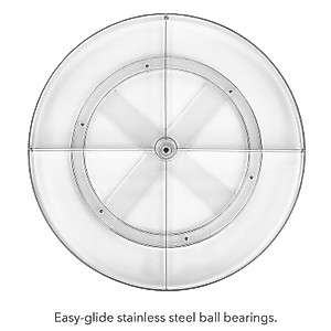 Nate Home by Nate Berkus 18-Inch Divided Turntable Organizer | Large Plastic Lazy Susan, with 4 Compartments for Kitchen Cabinet or Pantry from mDesign - Clear