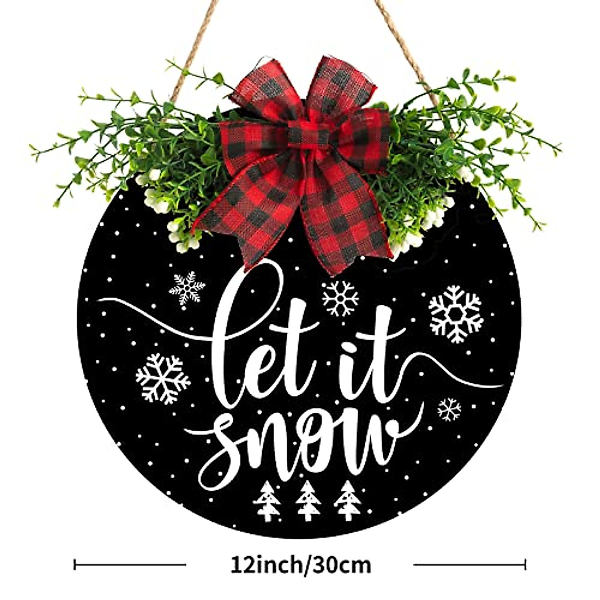 Let It Snow Sign - Welcome Christmas Decor Hanging Sign for Front Door, Living Room, Farmhouse Porch & Outdoor - 12 inches